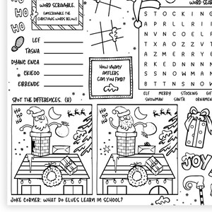 Christmas Activity Placemat Printable, Kids Holiday Games Mat ...