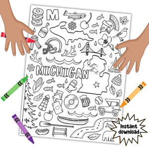 Michigan Doodle Coloring Page, Printable Art for All Ages - Etsy