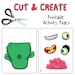Printable Kids Zombie Halloween Craft, Fun Cut and Paste Activity for ...