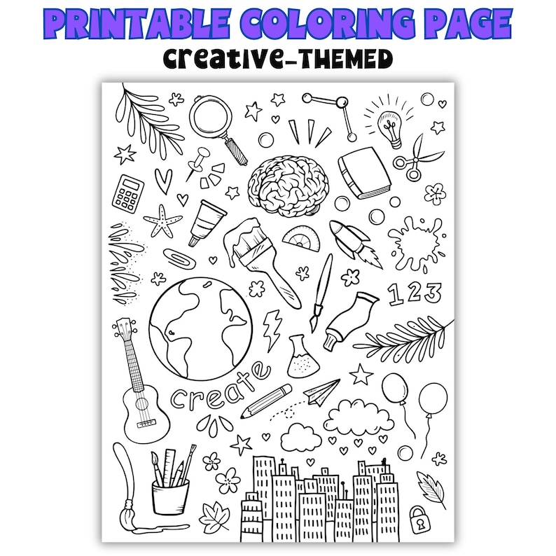 Creative Coloring Page, Printable Activities for Kids - Etsy
