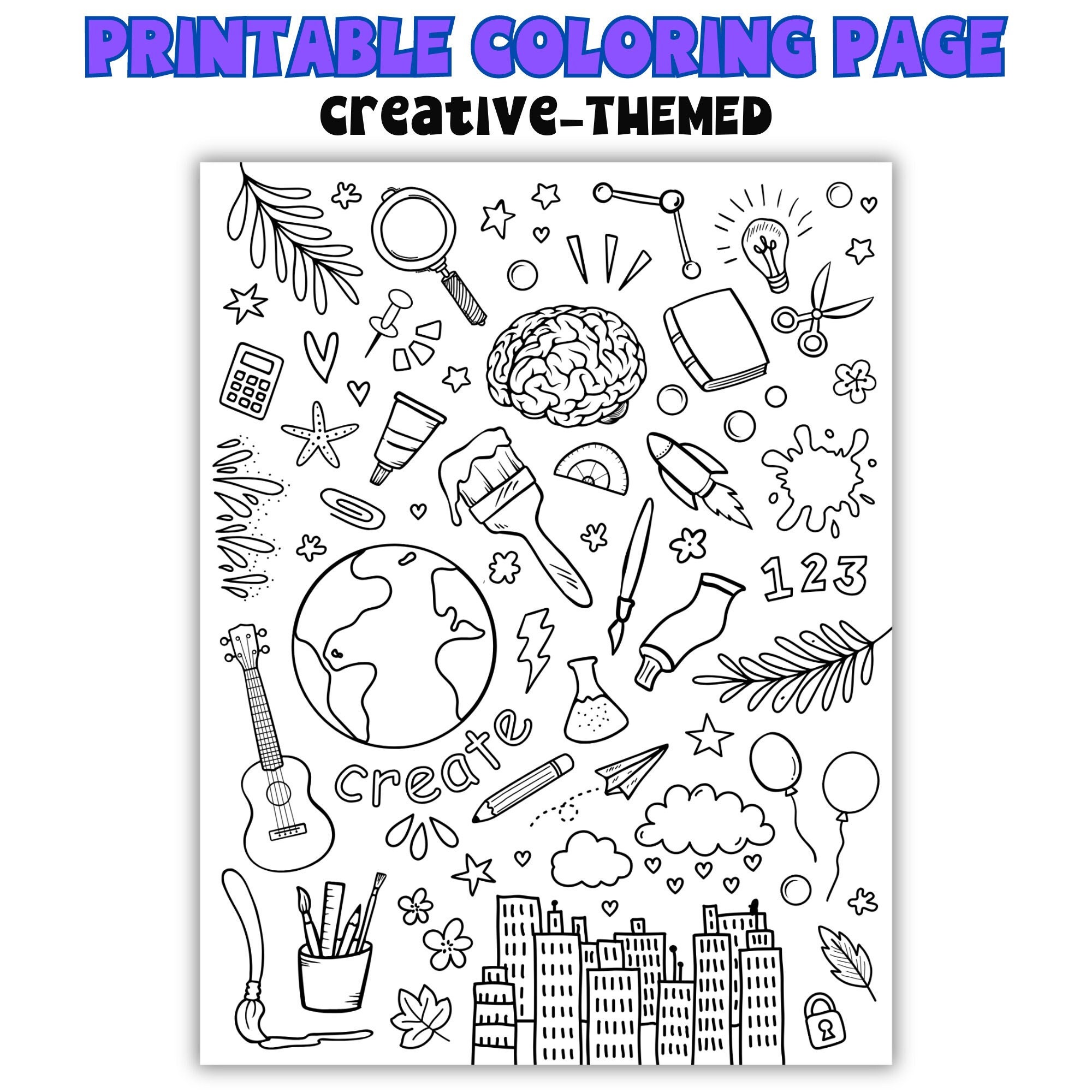 Creative Coloring Page, Printable Activities for Kids - Etsy