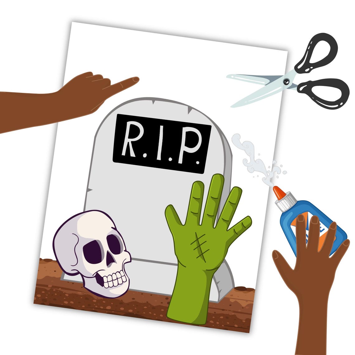 Printable Tombstone Halloween Craft, DIY Cut and Paste Activity for ...