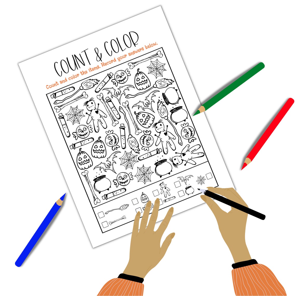 Printable Halloween Count and Color Activity for Kids, Search and Find ...