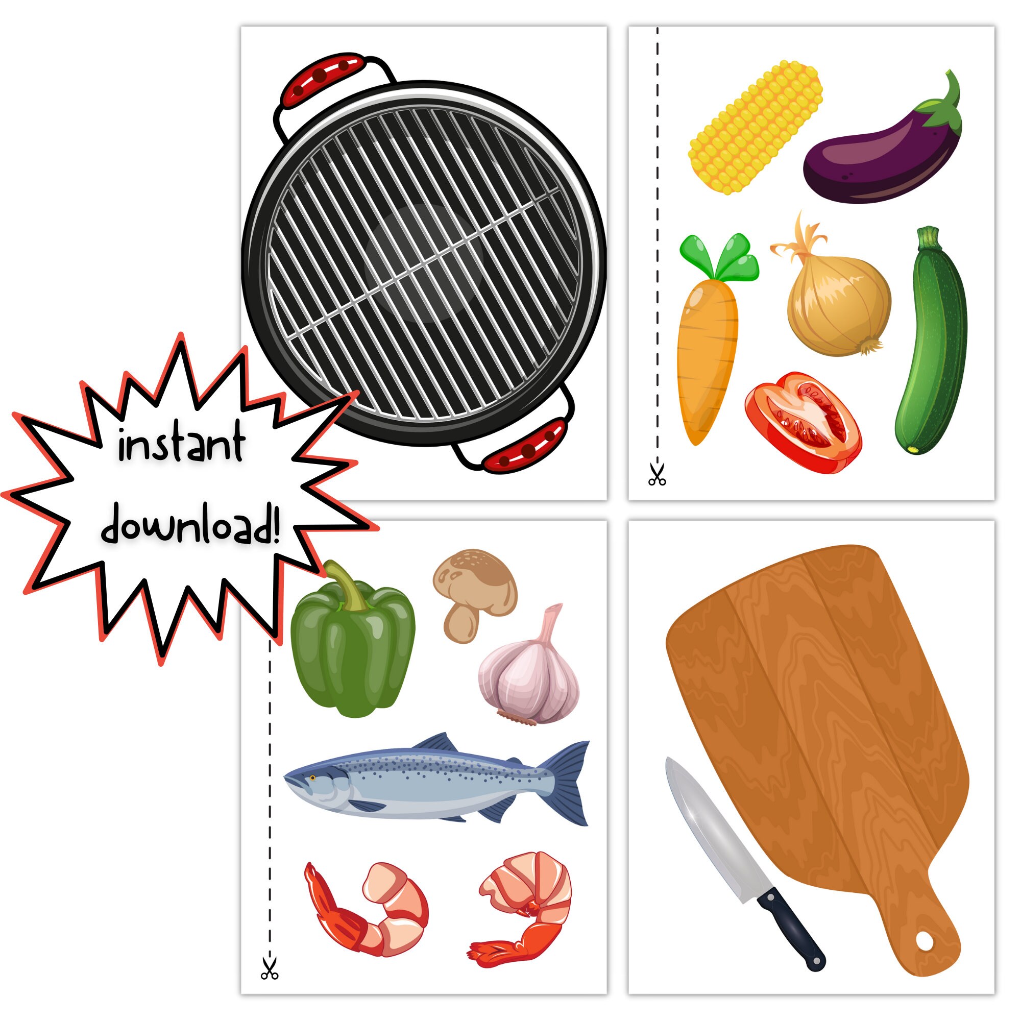 Printable Cut and Create Bundle, Food Play, Printable Crafts for Kids ...