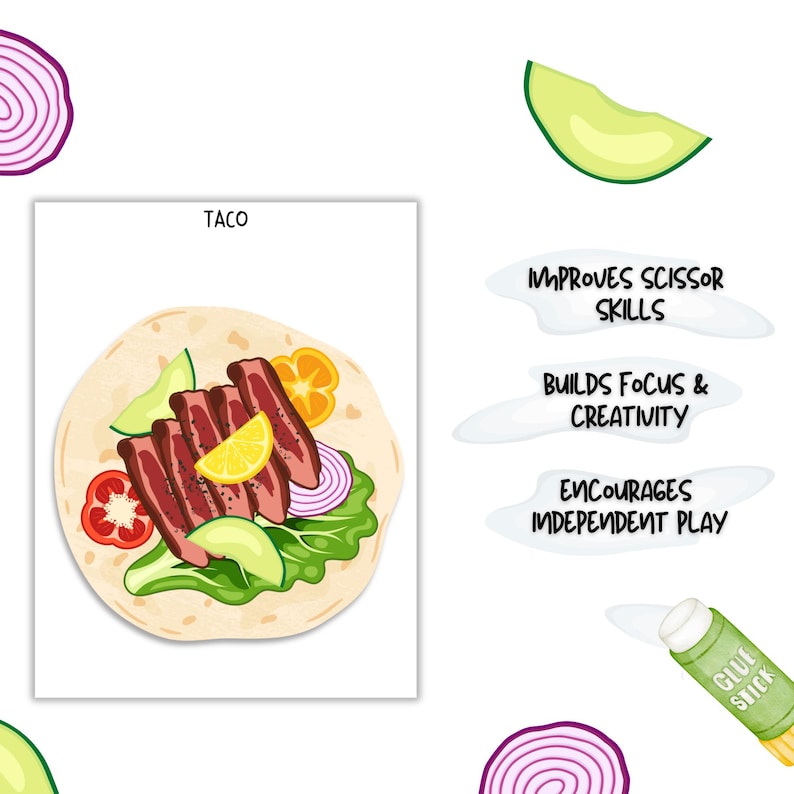Printable Taco Craft for Kids, Cut & Create Taco Activity, Pretend Play ...