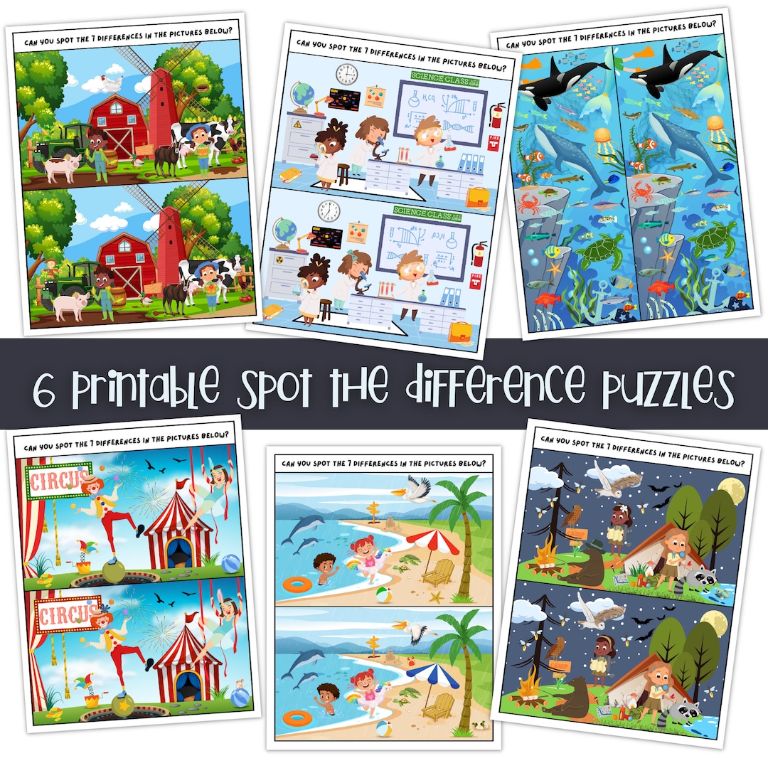 Spot the Difference, Printable Games for Kids, I Spy Games - Etsy