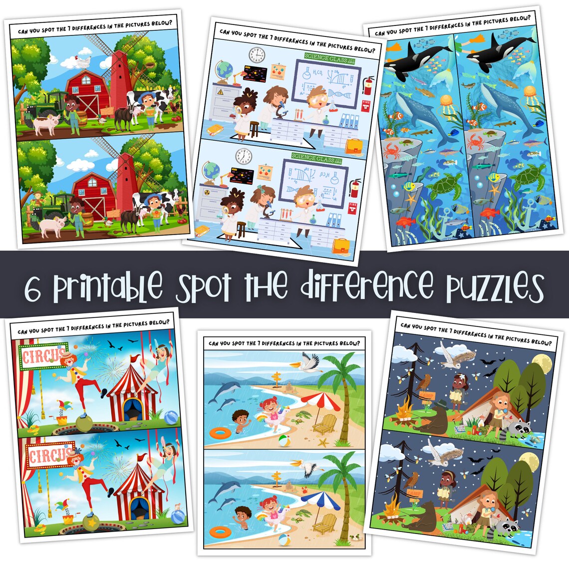 Spot the Difference, Printable Games for Kids, I Spy Games - Etsy