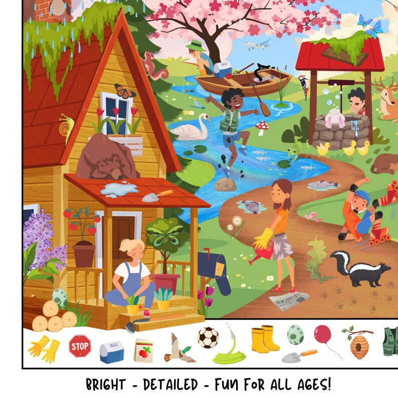 4 Seasons Search and Find Posters Bundle, Kids Printable Wall Art ...