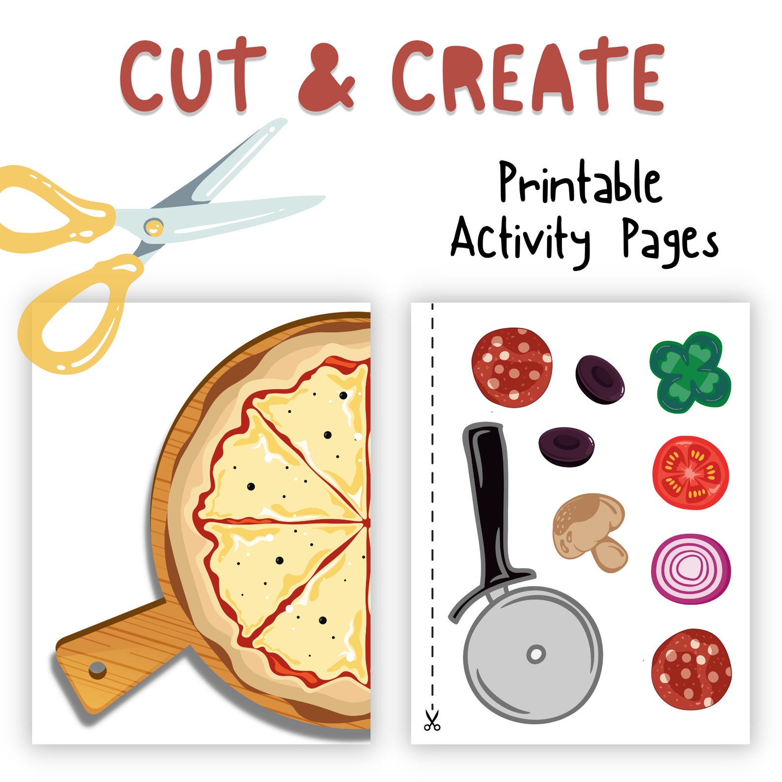 Printable Pizza Craft, Cut and Paste Pizza Assembly Kit, Printable ...