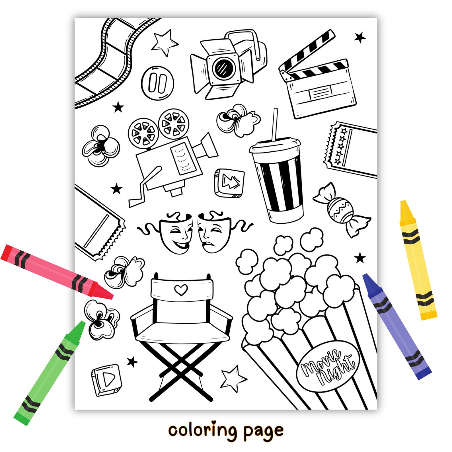 Movie Night Themed Activity Pages, Fun & Engaging Activities for Family ...