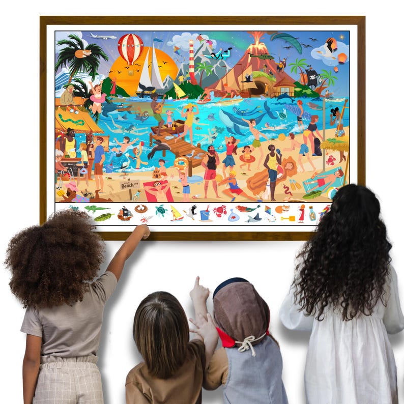 Printable Beach-themed Search and Find Poster for Kids, Engaging Summer ...