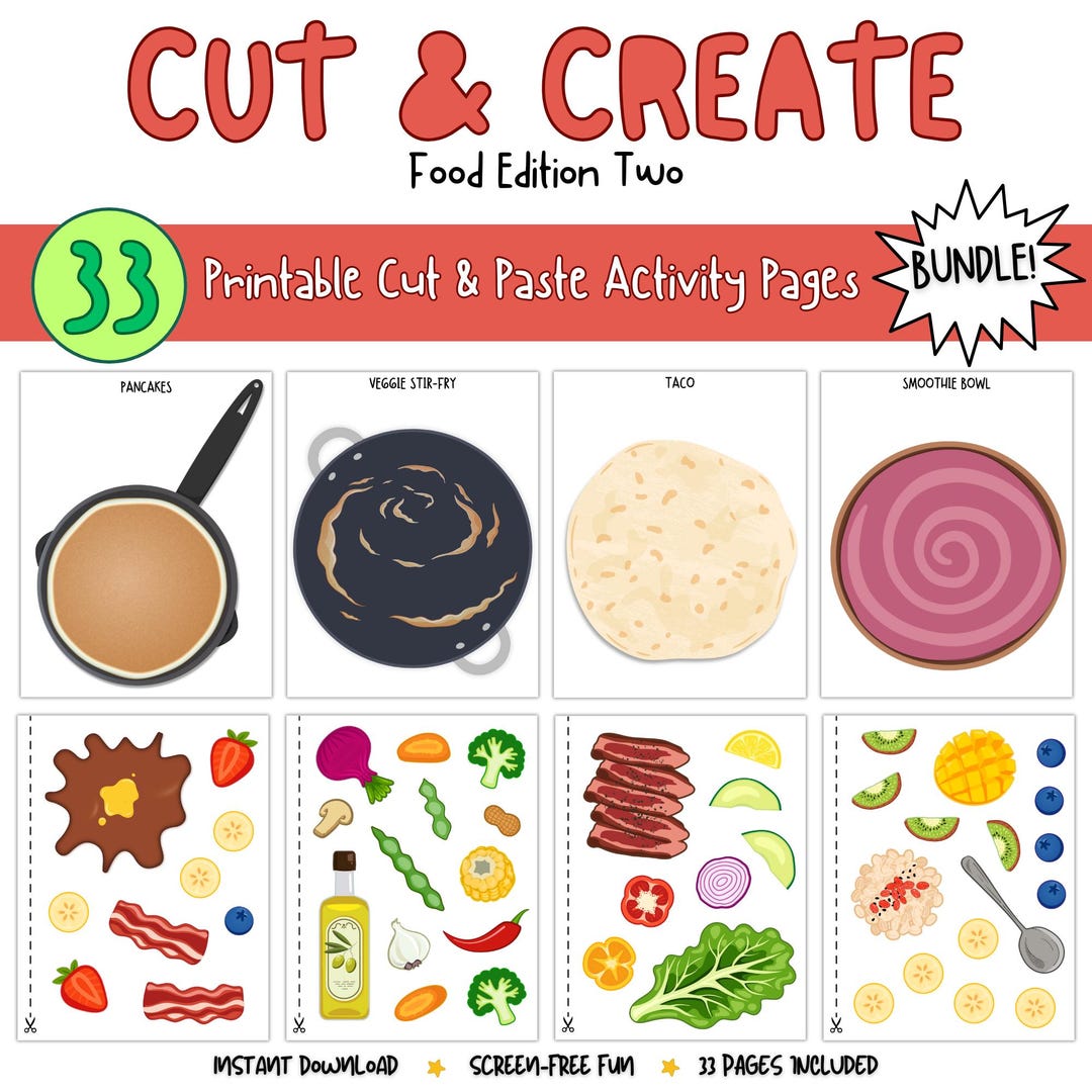 Cut & Create Food Edition Two, Kids Cut and Paste Activity Pages, Food ...
