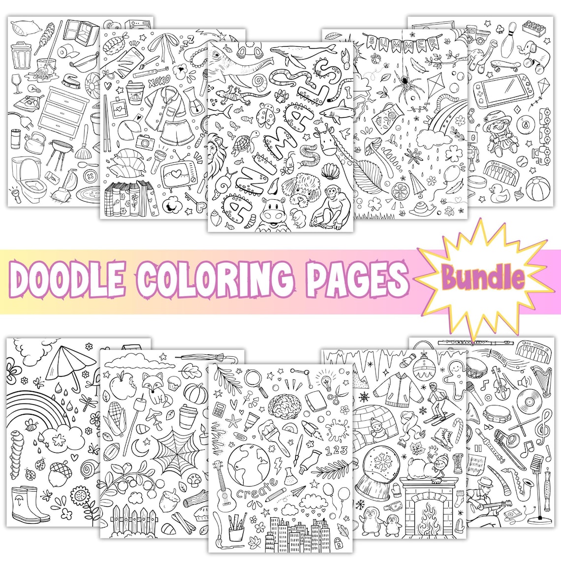 Printable Doodle Coloring Pages, Fun and Relaxing Designs for All Ages ...