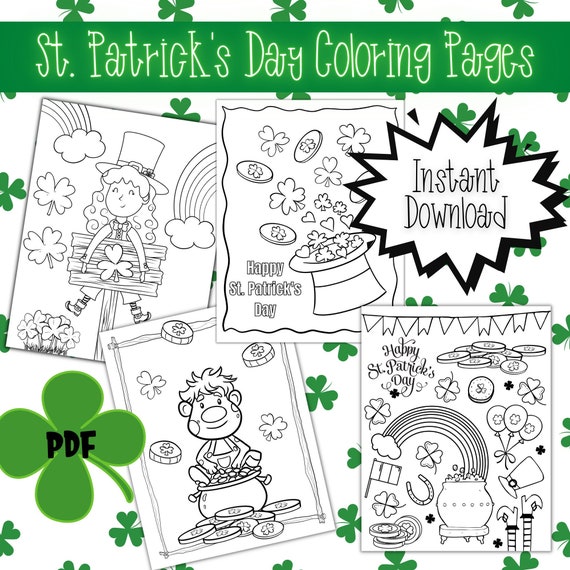 St Patricks Day Coloring Pages Printable St Patricks Day | Etsy