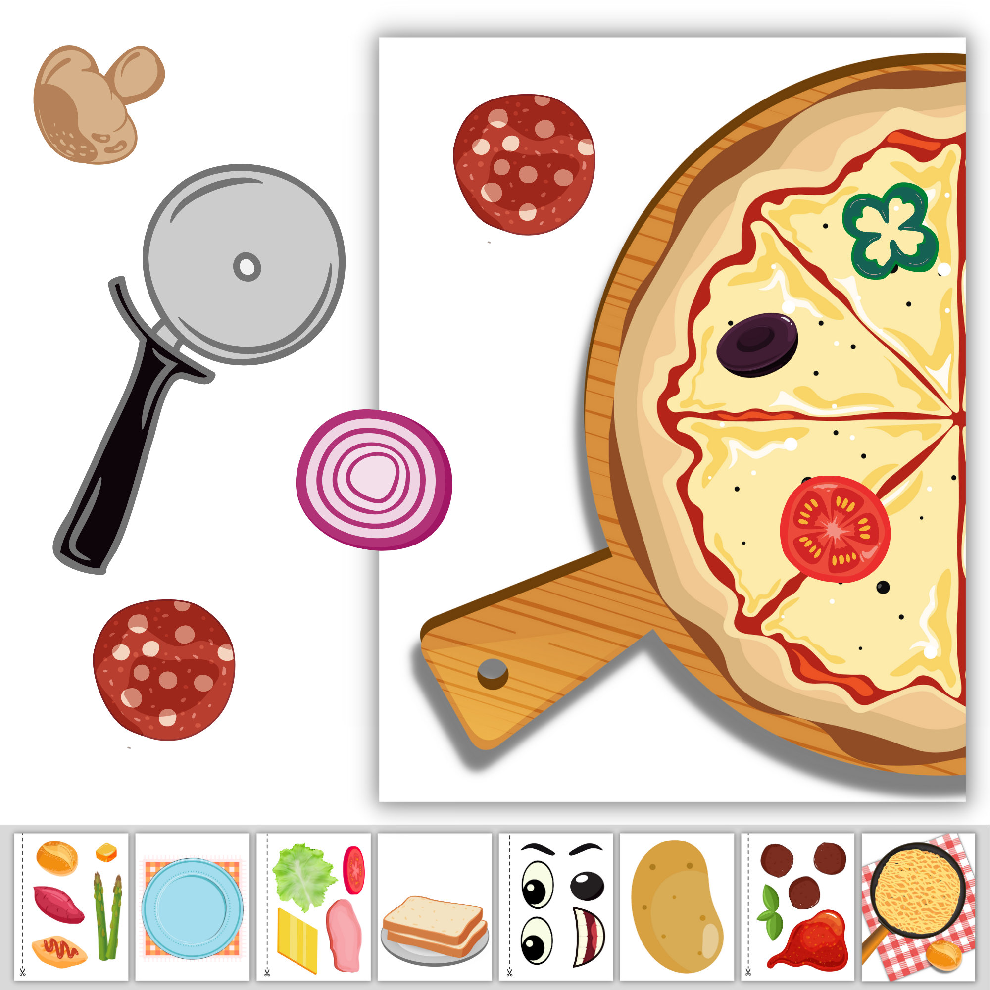Printable Cut and Create Bundle, Food Play, Printable Crafts for Kids ...