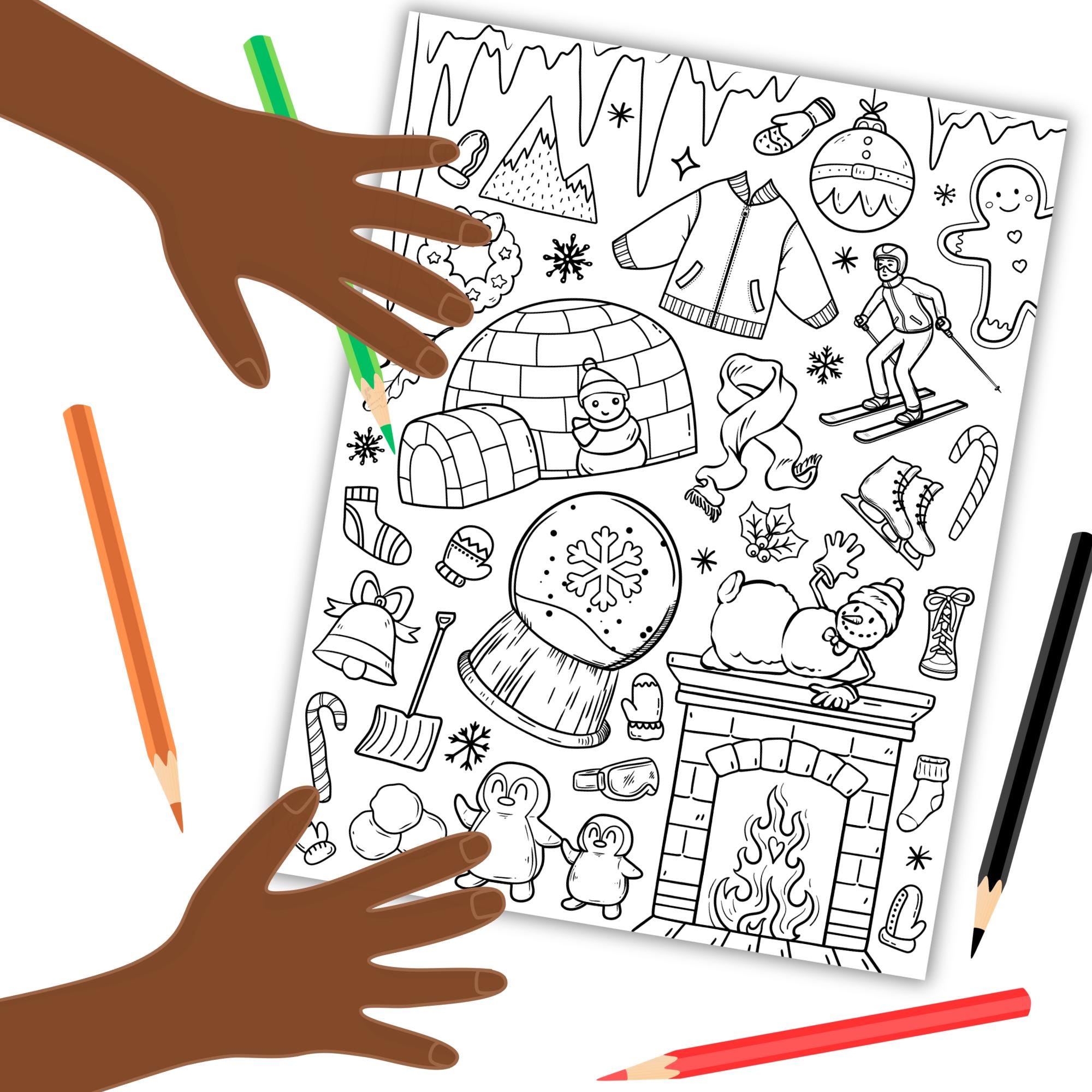 Four Seasons Doodle Coloring Pages, Relaxing Art for All Seasons ...