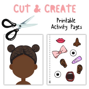 Printable Cut and Paste Activity, Girl Face Assembly Kit, Crafts for ...