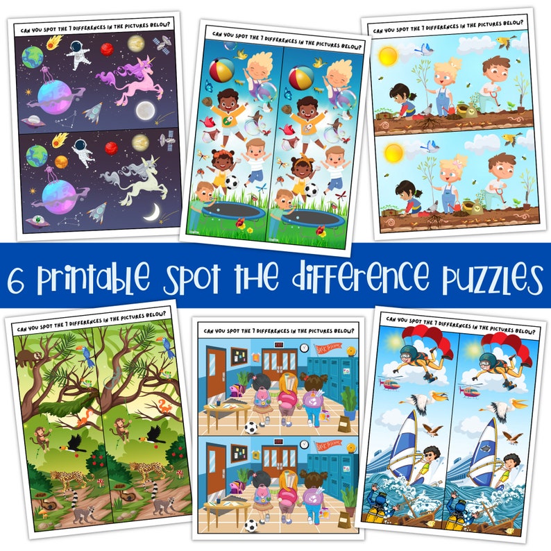 Spot the Difference, Printable Games for Kids, I Spy Games - Etsy