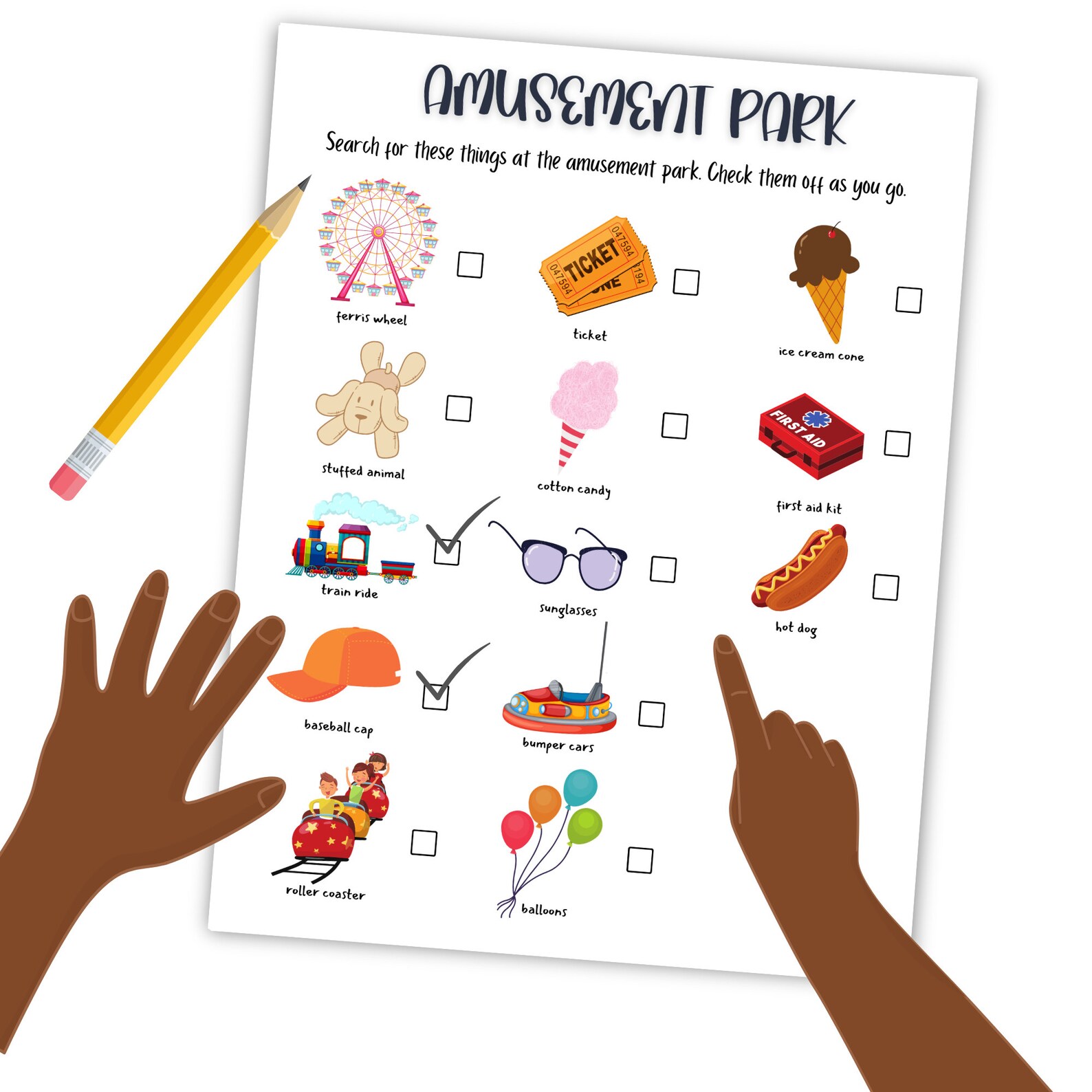 Printable Amusement Park Scavenger Hunt, Kids Treasure Hunt, Print at ...