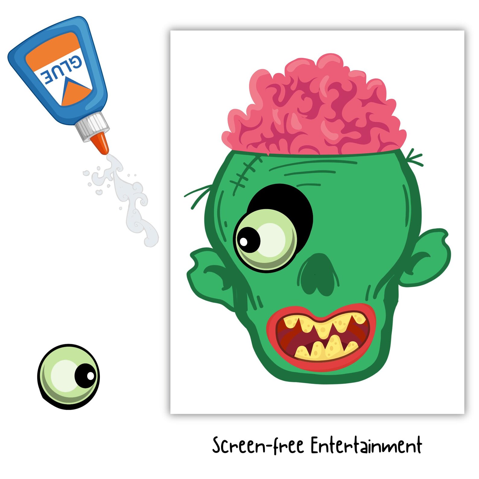 Printable Kids Zombie Halloween Craft, Fun Cut and Paste Activity for ...