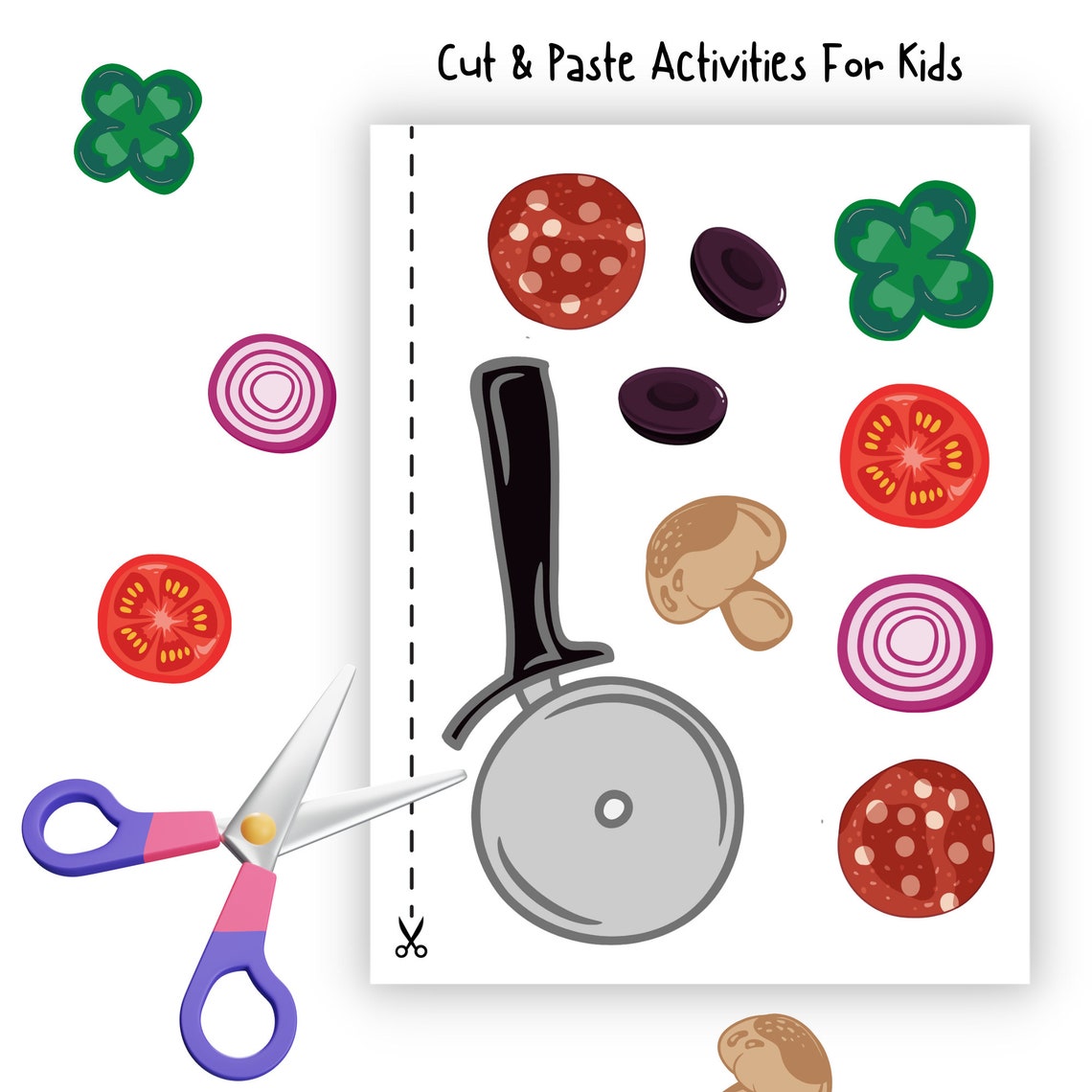 Printable Pizza Craft, Cut and Paste Pizza Assembly Kit, Printable ...