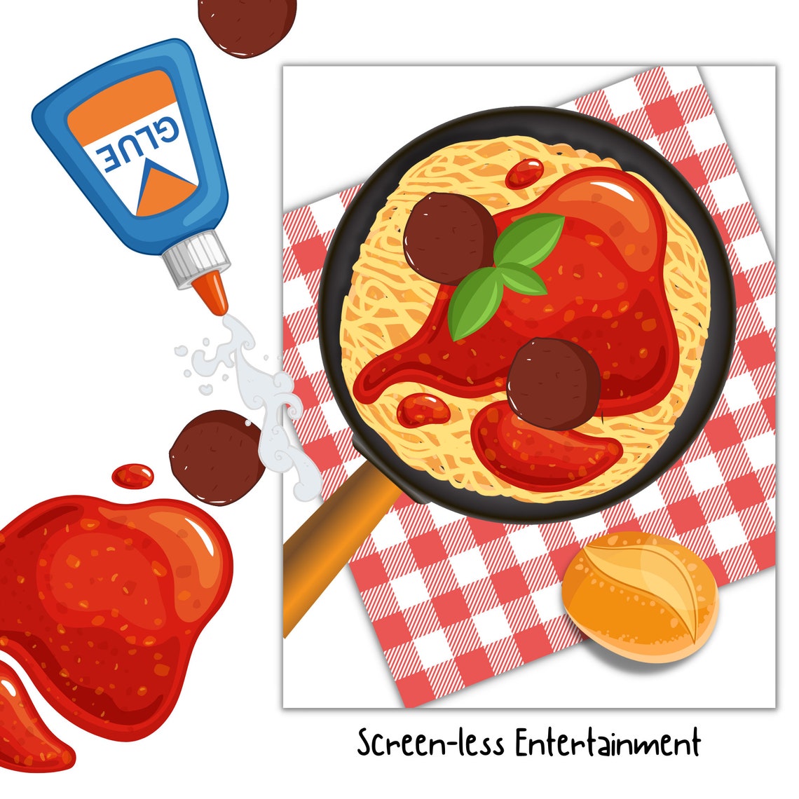 Printable Spaghetti and Meatballs, Cut and Create Food Assembly Kit ...