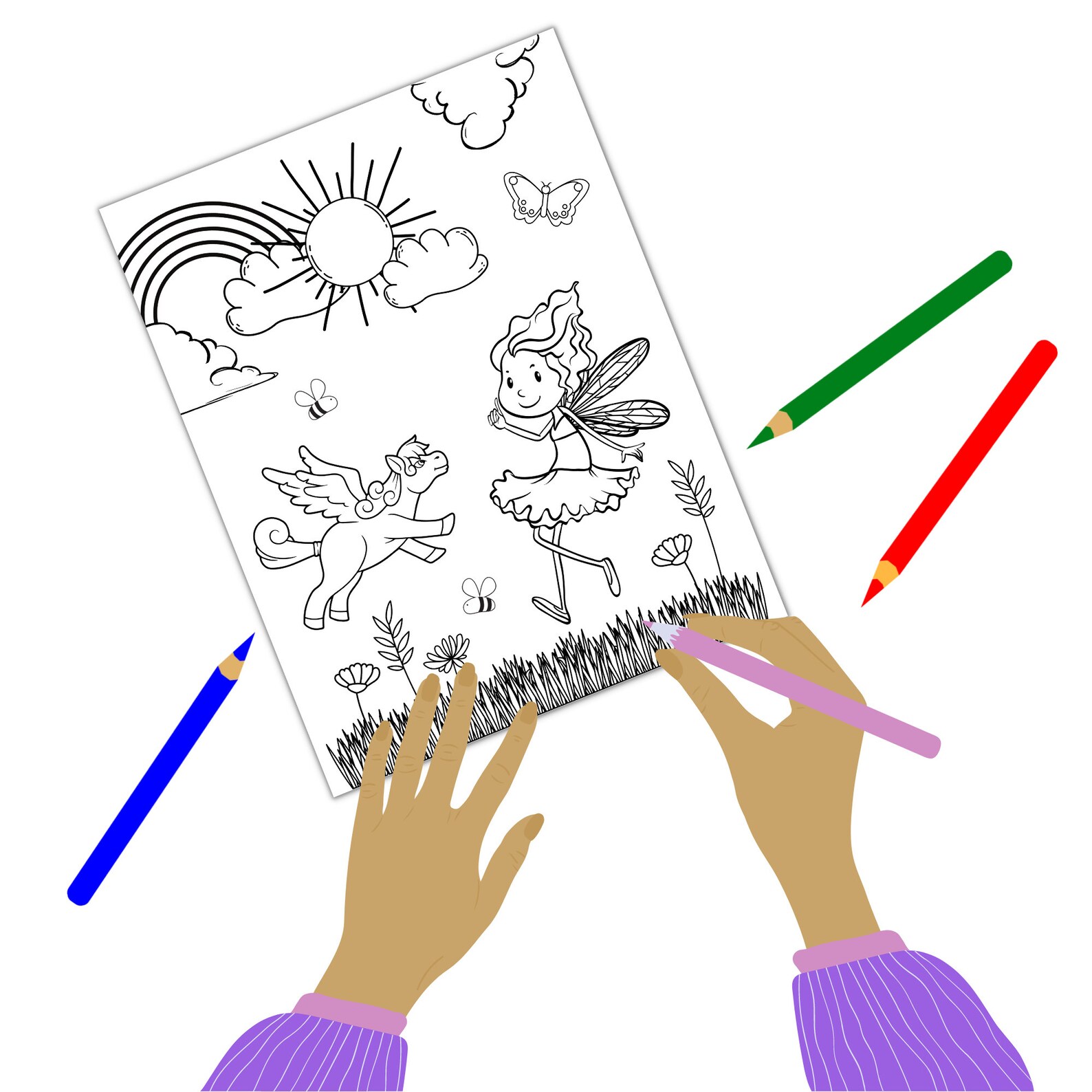 Fairy Unicorn Coloring Page, Printable Fairy Unicorn Coloring Sheet for ...