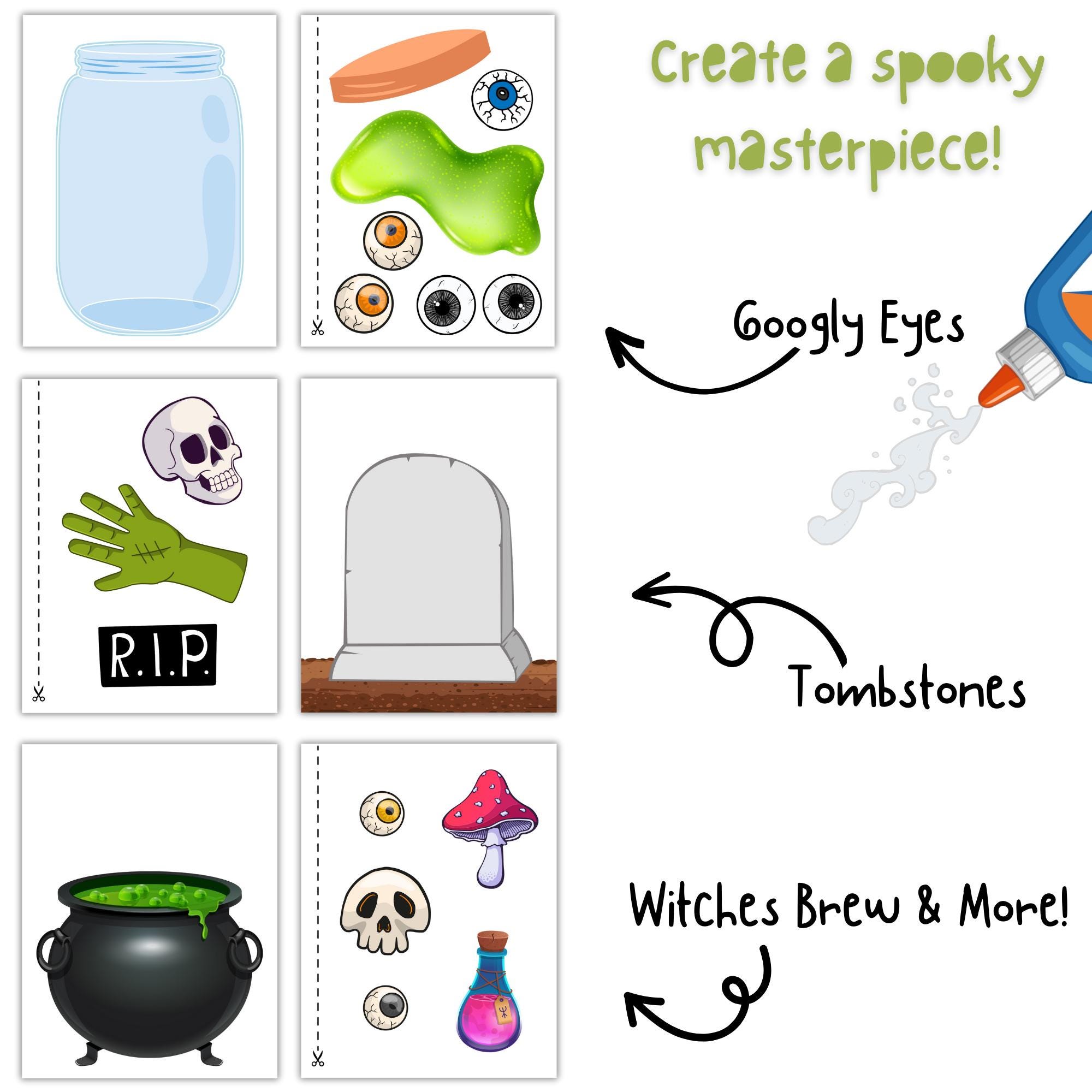 Printable Halloween Crafts for Kids, Cut and Paste Activities, Instant ...