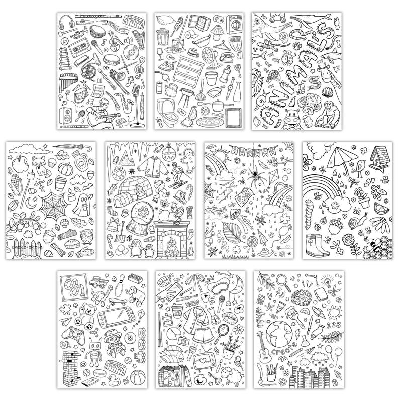 Doodle Coloring Pages Big Bundle, 20 Fun and Unique Coloring Sheets for ...