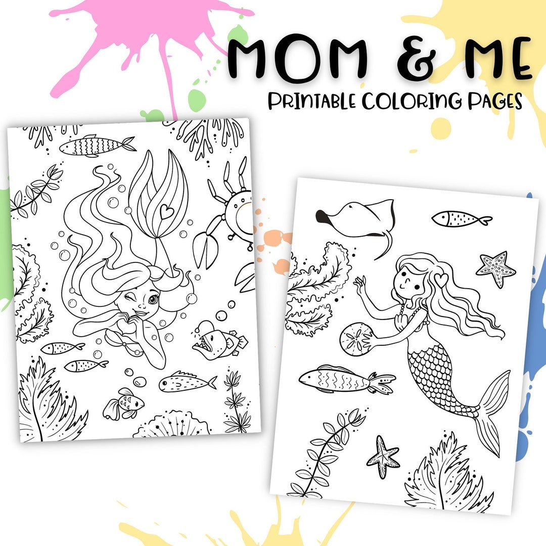 Mom and Me, Printable Mermaid Coloring Sheets, Instant Download - Etsy
