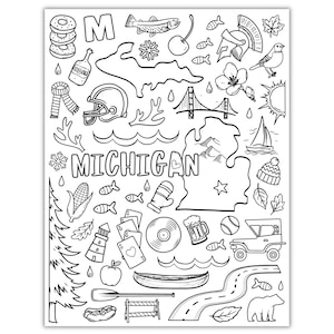Michigan Doodle Coloring Page, Printable Art for All Ages - Etsy
