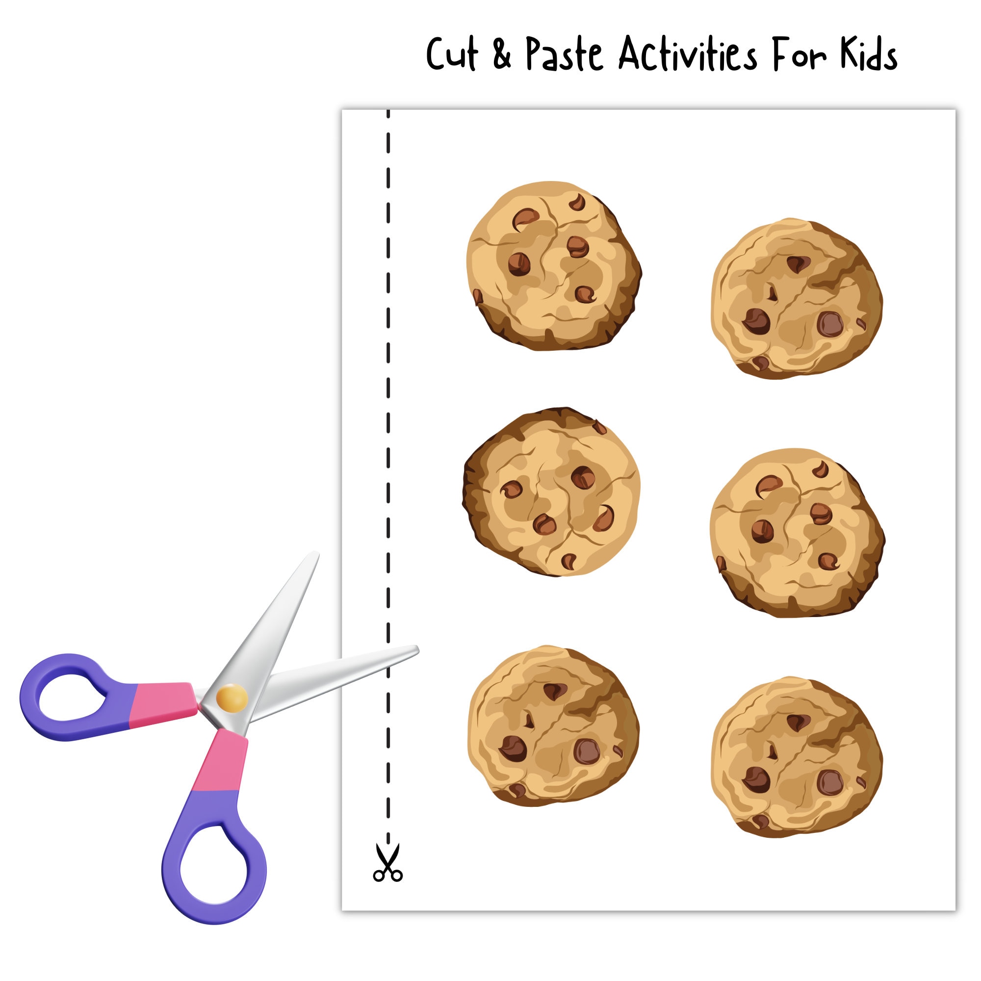 Printable Food Assembly Kit, Chocolate Chip Cookies Cut and Create ...