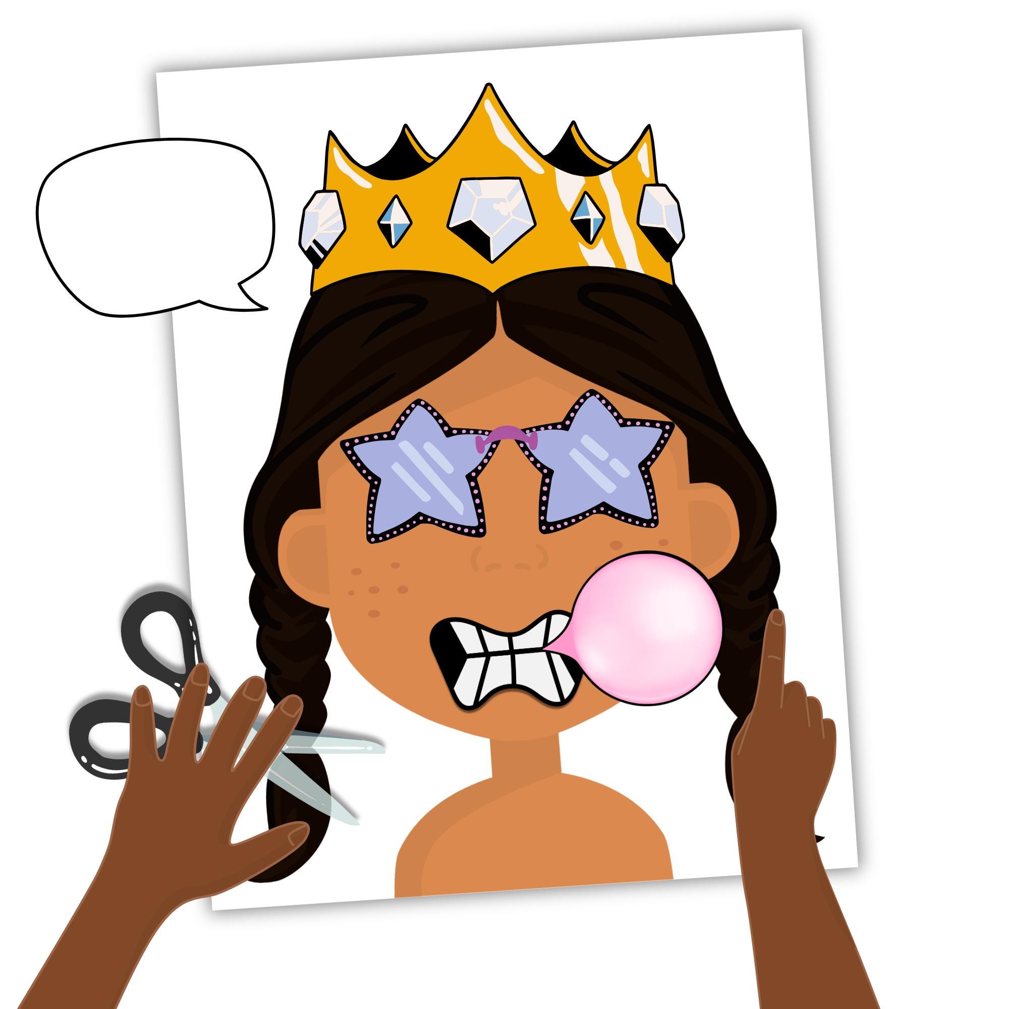 Printable Girl Face Craft Kit, DIY Cut & Create Face Parts and ...