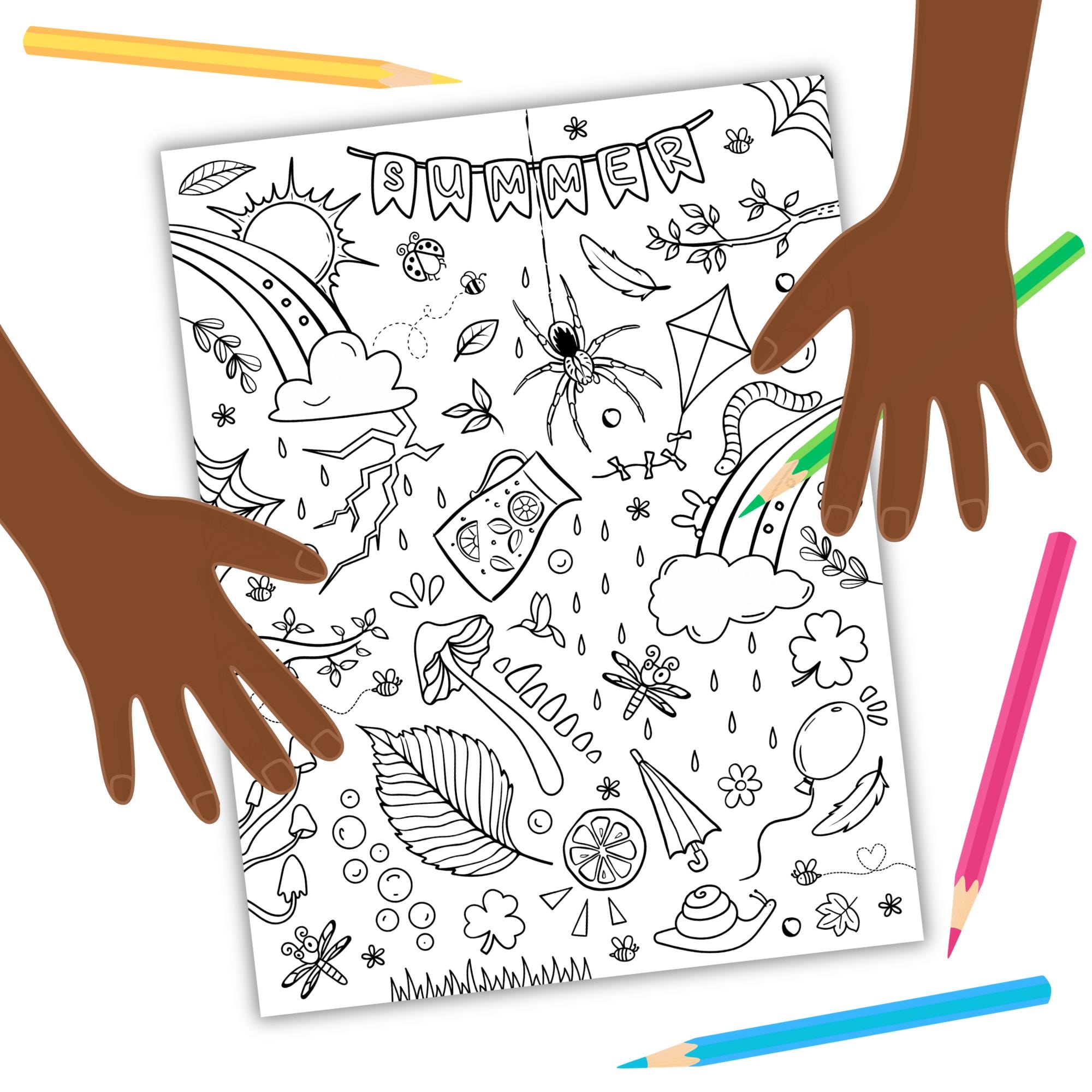 Four Seasons Doodle Coloring Pages, Relaxing Art for All Seasons ...