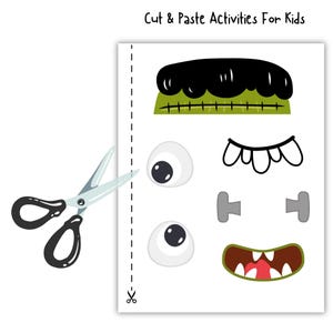 Halloween Frankenstein Printable Cut and Paste Activity for Kids, Fun ...