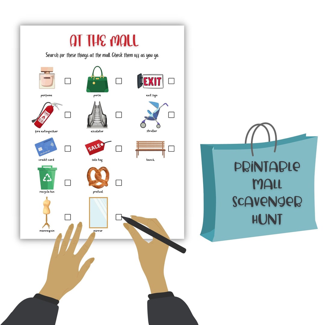 Printable Mall Scavenger Hunt, Kids Treasure Hunt, Print at Home Kids ...