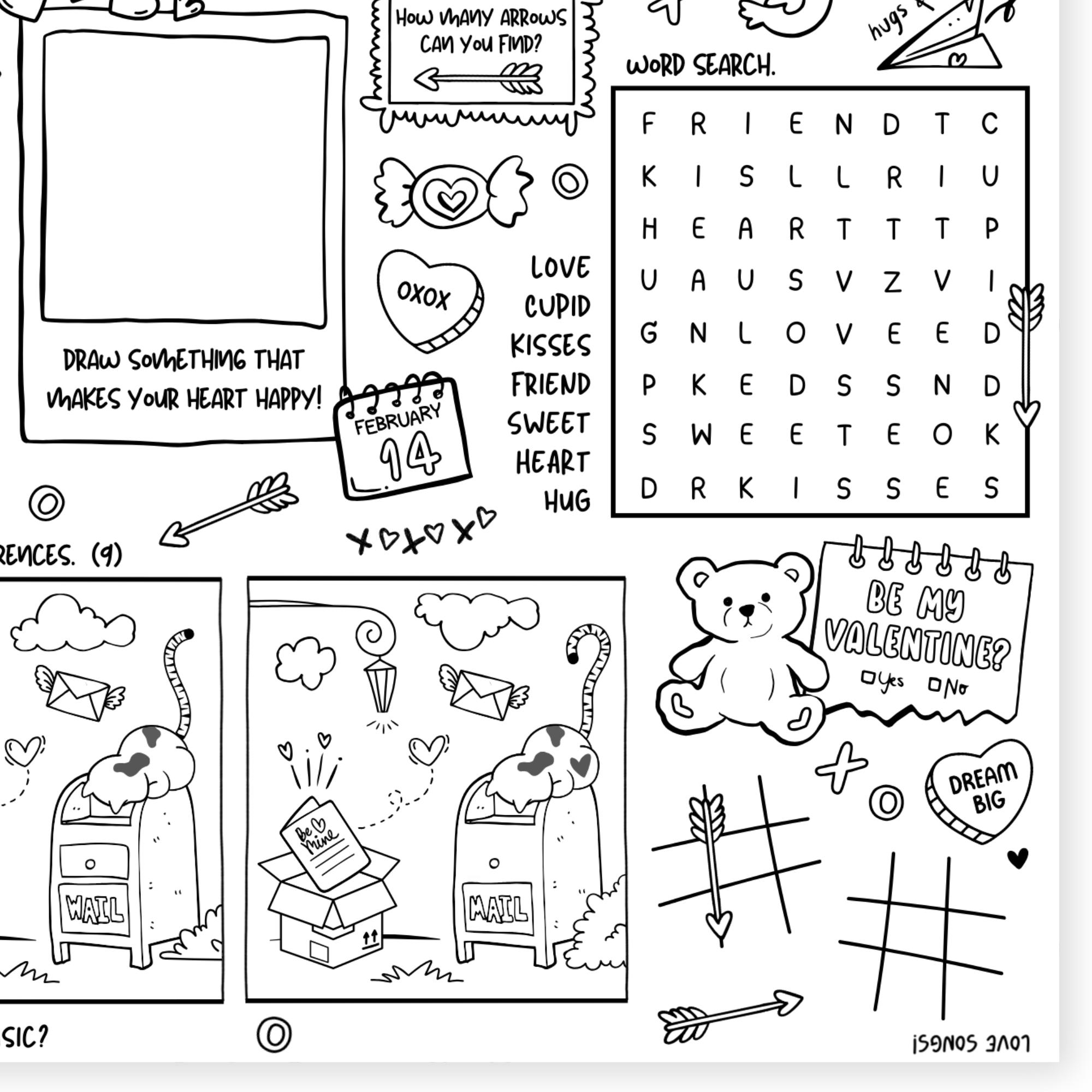 Valentine’s Day Activity Placemat for Kids, Printable Valentine Maze ...