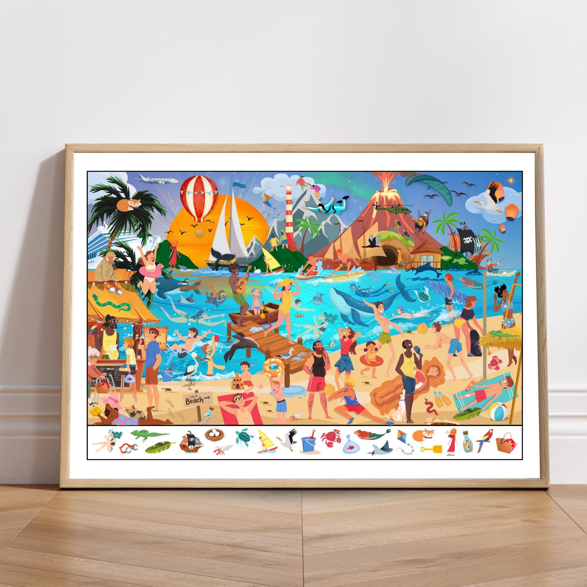 Printable Beach-themed Search and Find Poster for Kids, Engaging Summer ...