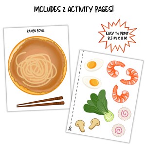 Ramen Bowl Cut & Create, Printable Food Activity for Kids, Pretend Play ...