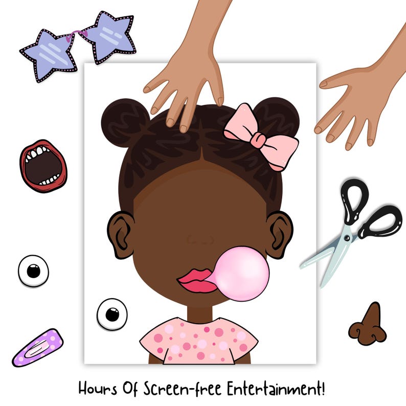 Printable Girl Faces Craft, Cut and Paste DIY Activity With Face Parts ...