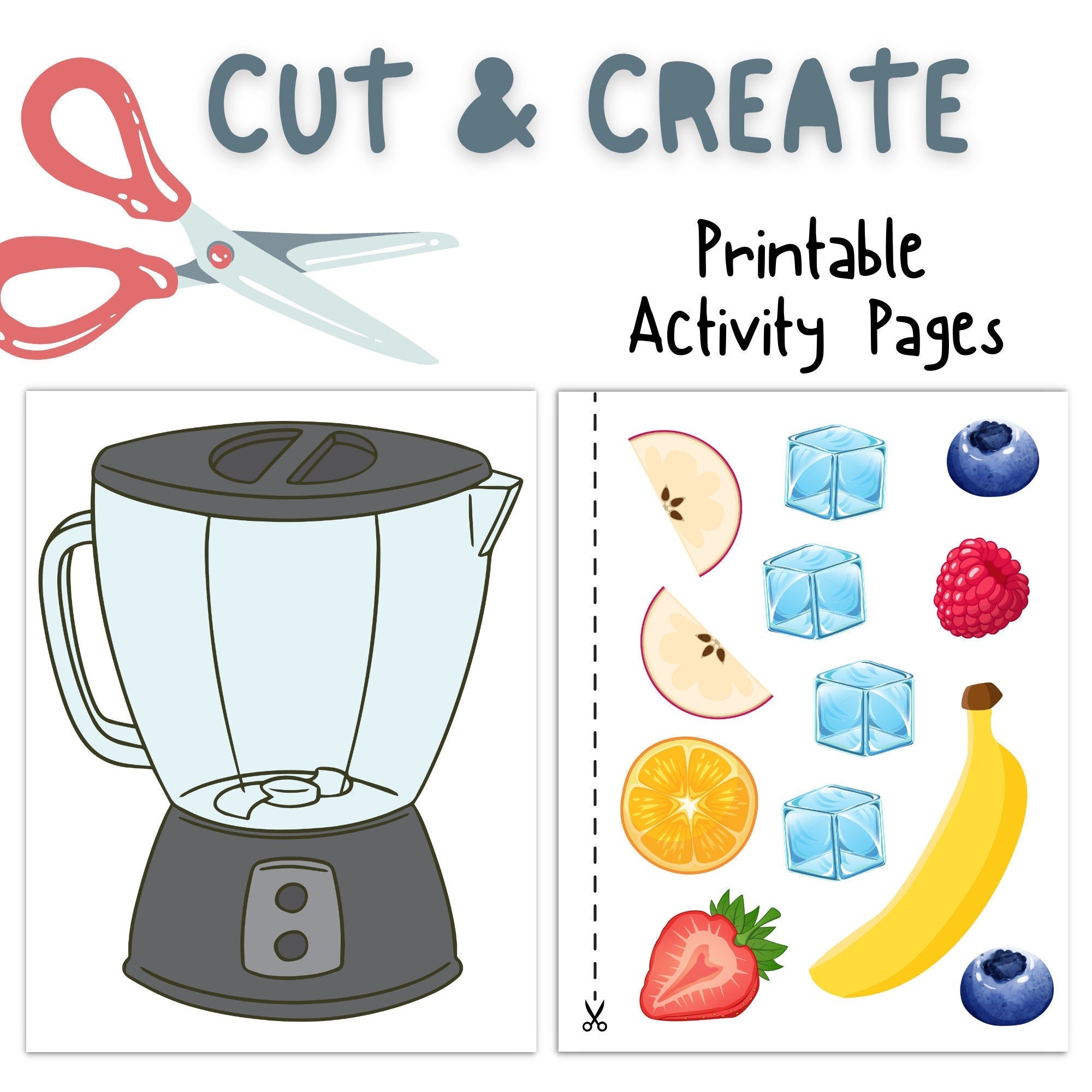 Printable Cut & Create Craft, Cut and Paste Smoothie Assembly Kit ...