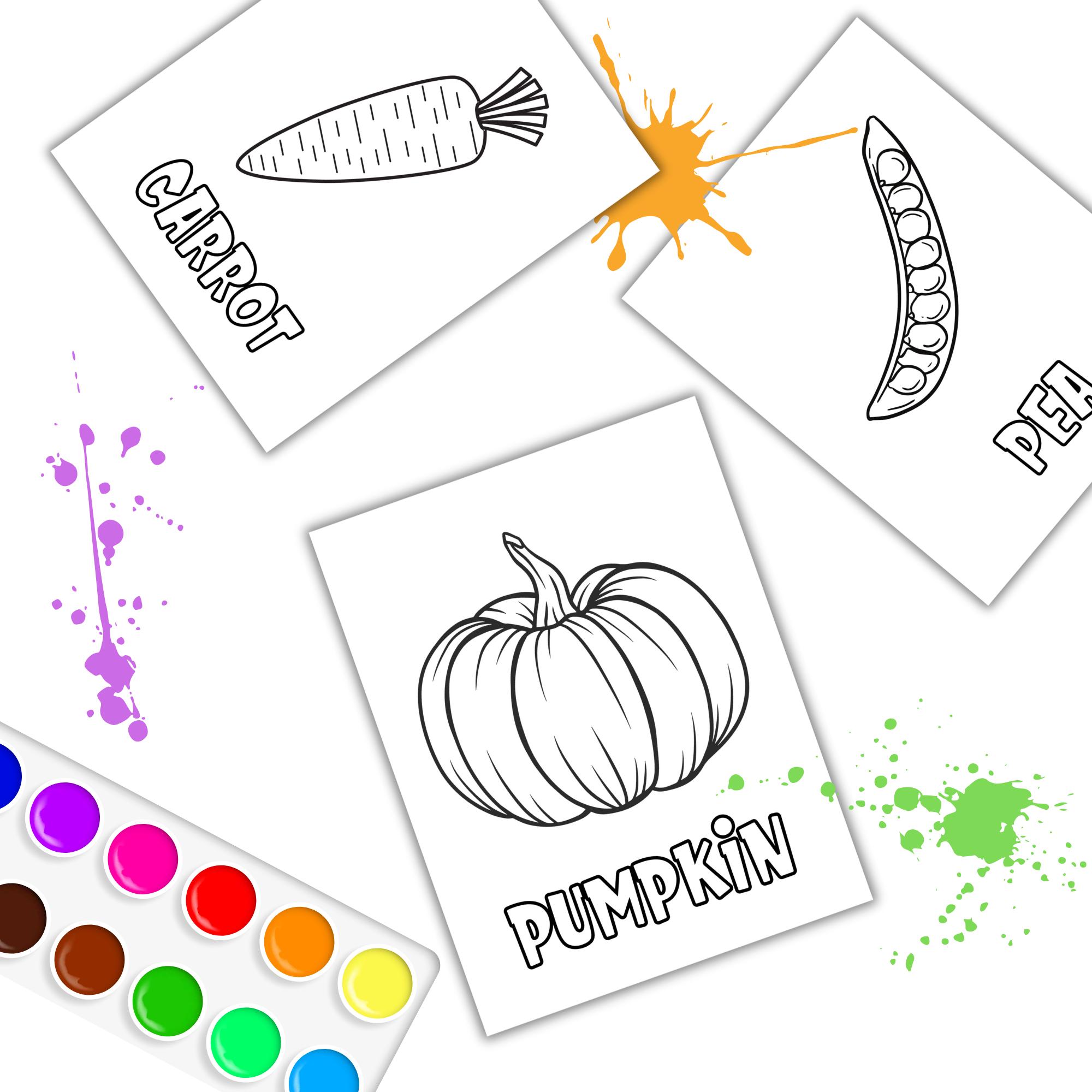 100 Printable Fruit and Veggie Coloring Pages for Kids, Labeled ...