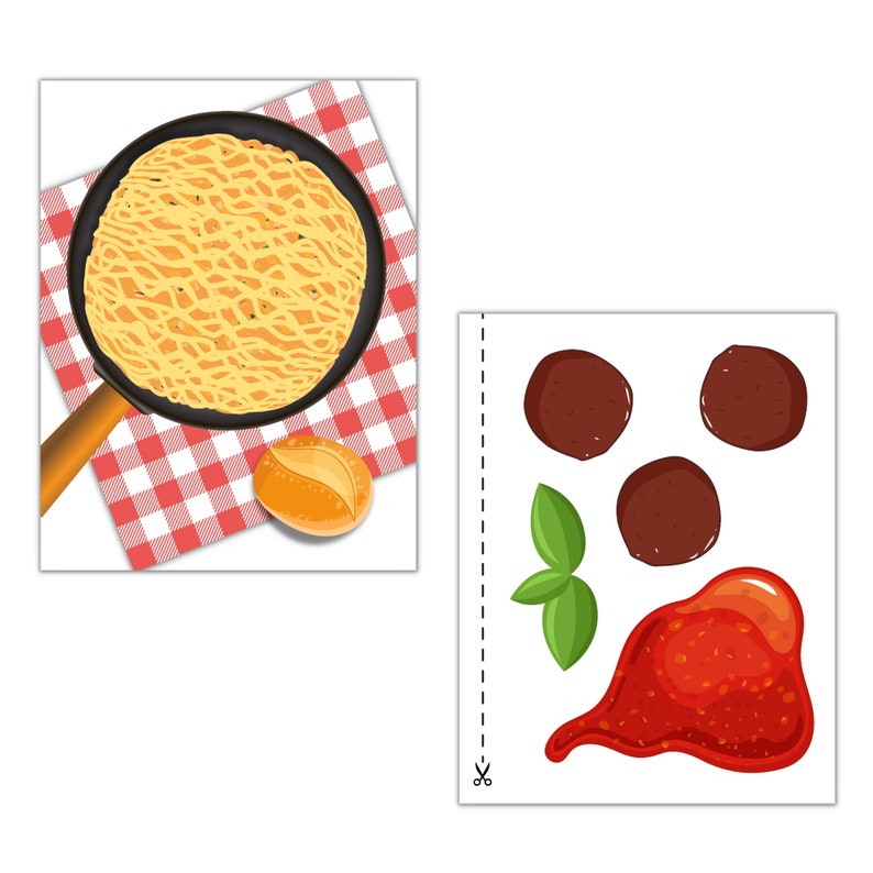 Printable Spaghetti and Meatballs, Cut and Create Food Assembly Kit ...