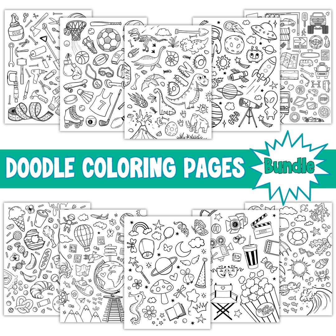 Printable Doodle Coloring Pages Bundle, Fun and Creative Designs for ...