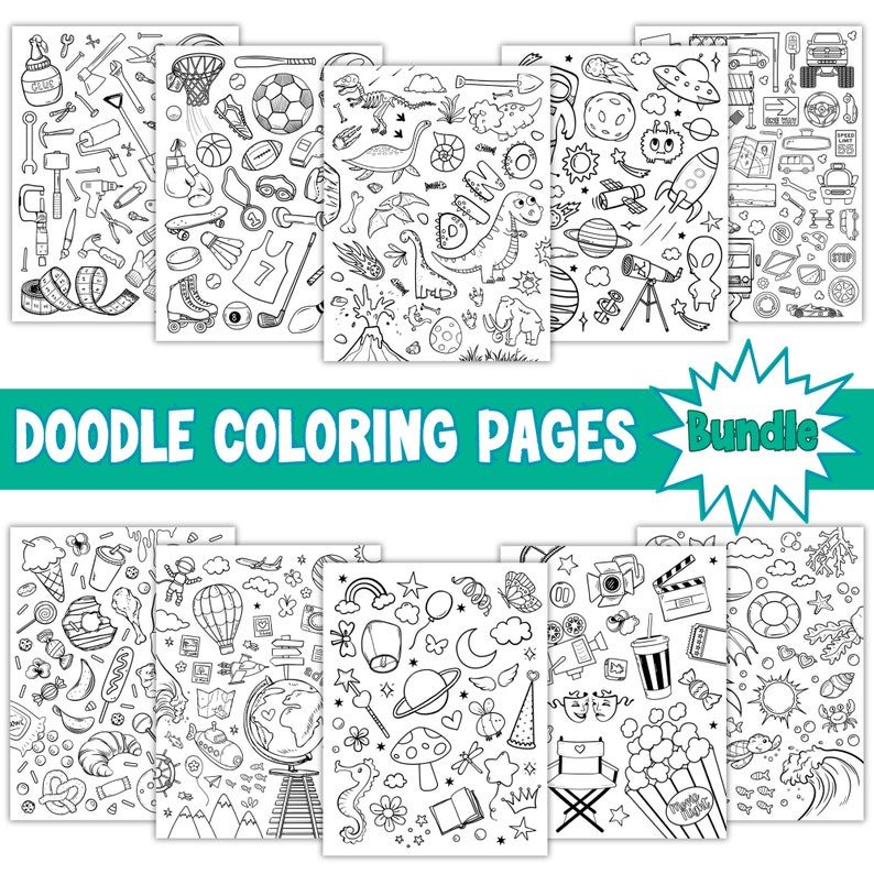 Printable Doodle Coloring Pages Bundle, Fun and Creative Designs for ...