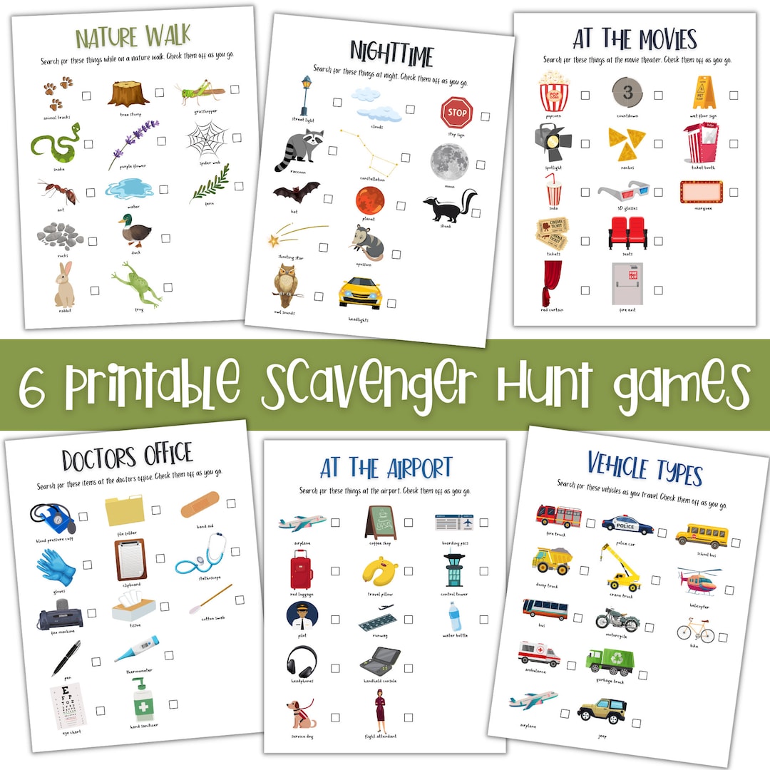 Printable Scavenger Hunt Bundle, Games for Kids, Screen-free Activities ...