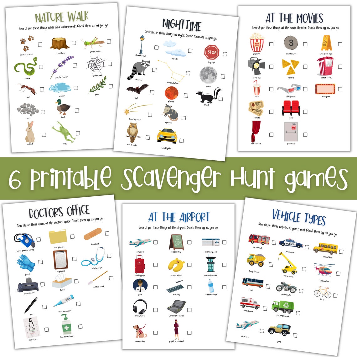 Printable Scavenger Hunt Bundle, Games for Kids, Screen-free Activities ...