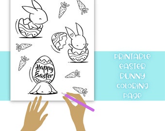 Printable Easter Bunny Coloring Page, Print at Home Crafts for Kids - Etsy