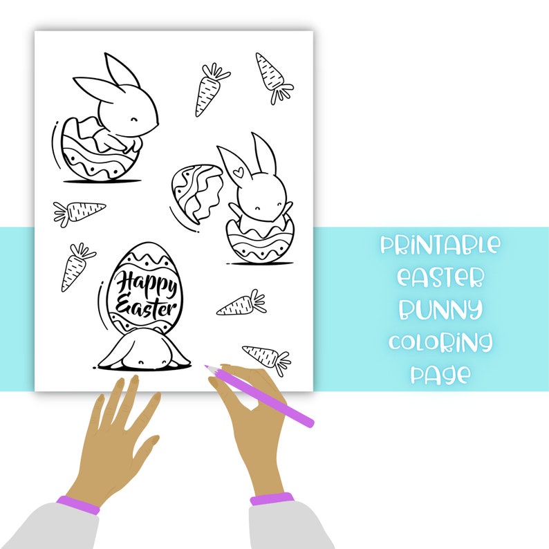 Printable Easter Coloring Page, Cute Bunny Print at Home Craft for Kids ...
