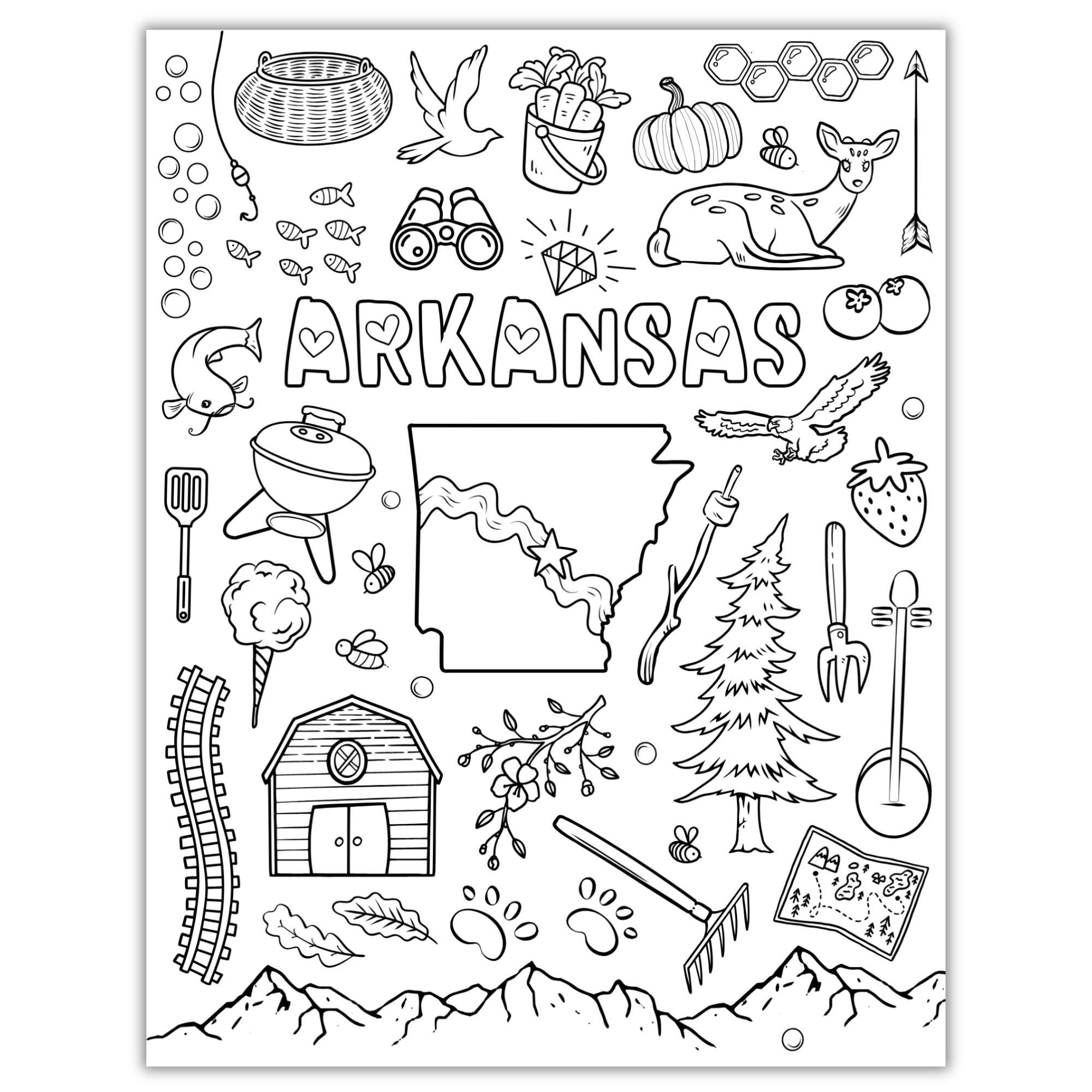 Arkansas Doodle Art Coloring Page, Printable Creative Designs for ...